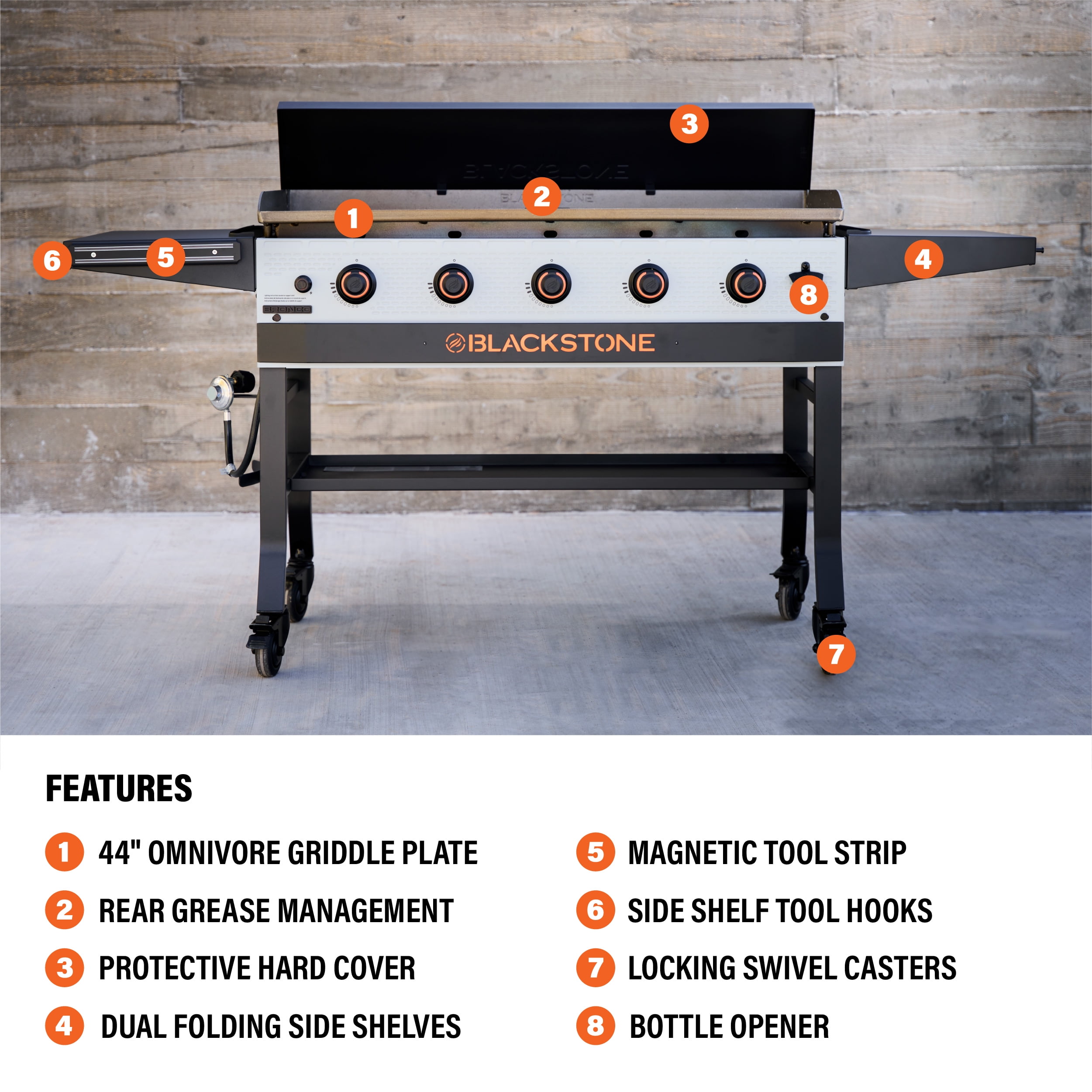Blackstone Bronco 5-Burner 44" Omnivore Propane Griddle with Hard Cover ...