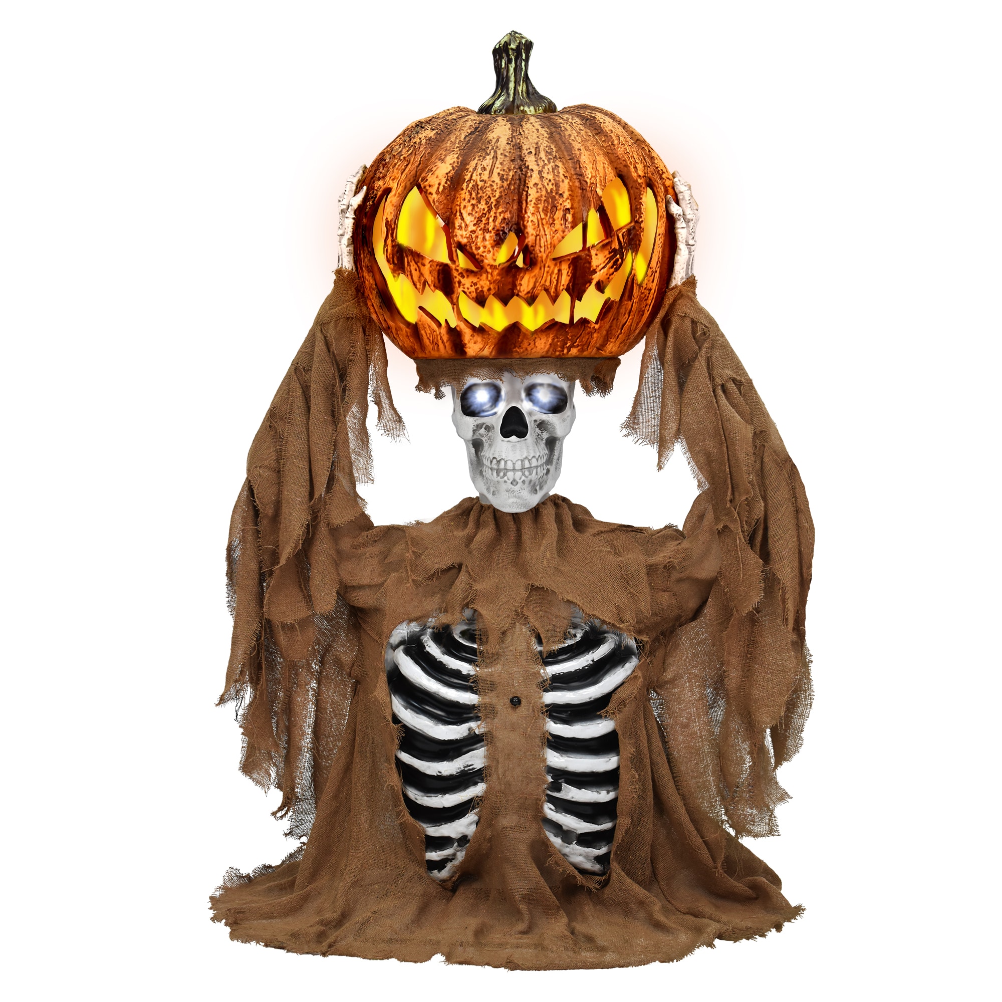 Haunted Living 4-ft Pop Up Pumpkin with Skeleton Motion Activated ...