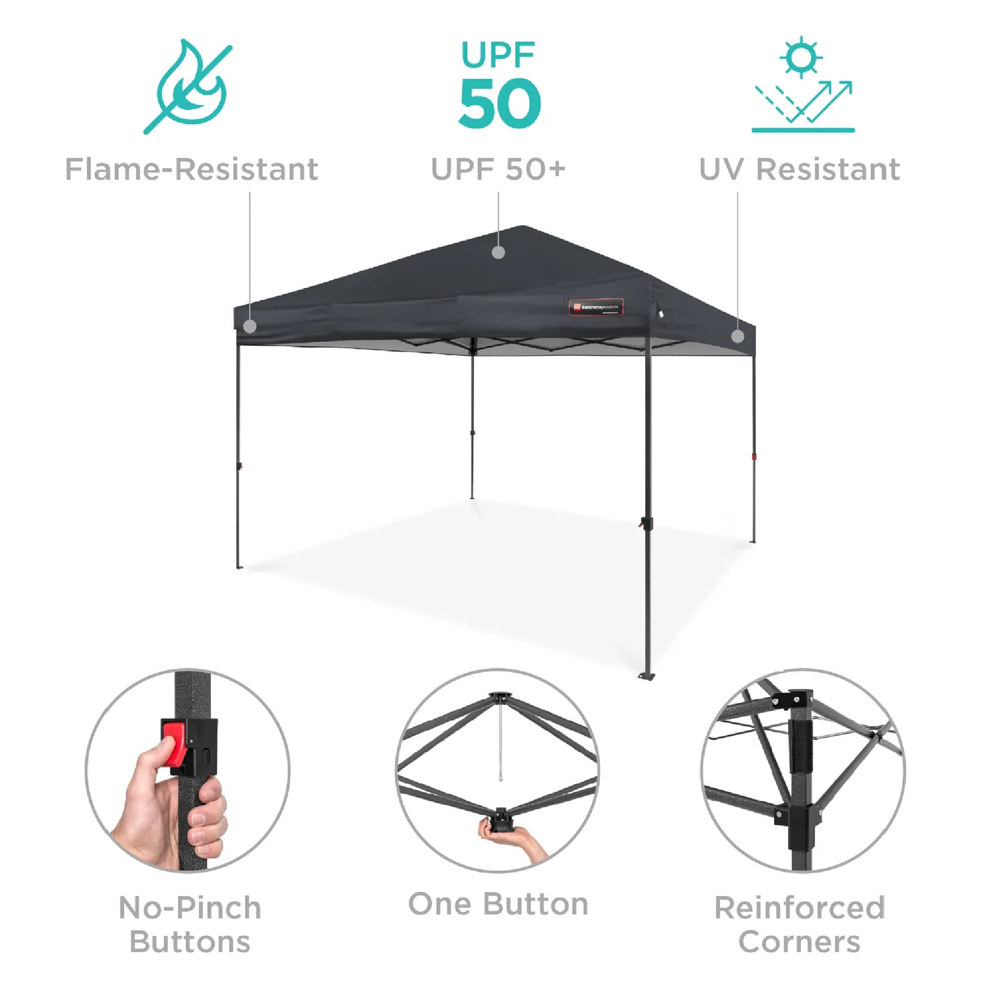 Best Choice Products 10x10ft Easy Setup Pop Up Canopy w/ 1-Button Setup ...