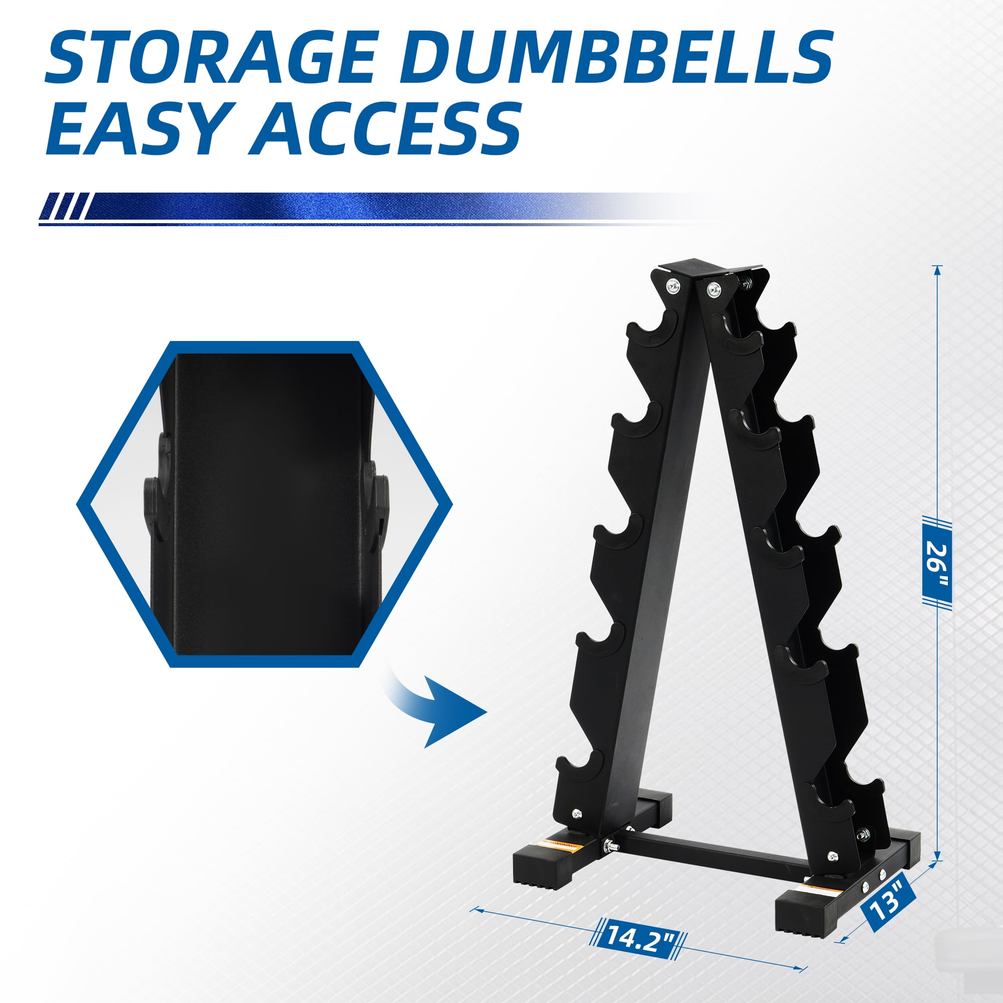 BalanceFrom 150LB Coated Hex Dumbbell Weight Set and A-Frame Storage ...