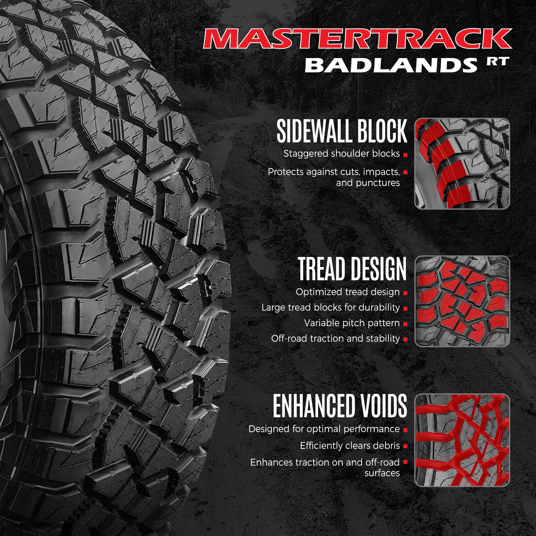 Mastertrack BADLANDS RT LT285/75R16 10 Ply E 126Q Rugged Terrain SUV ...