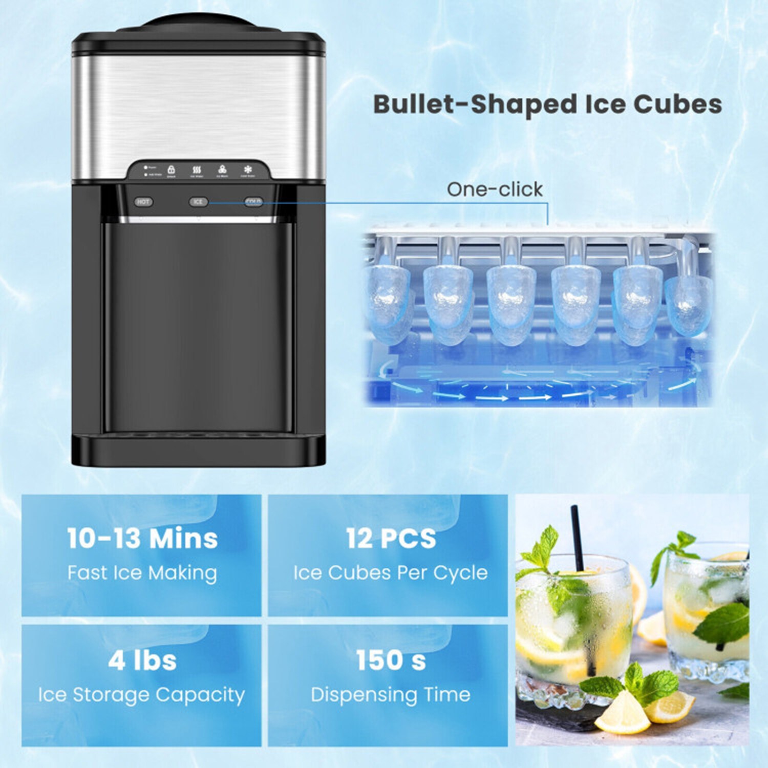 Mondawe 40-lb Ice Per day Bullet Ice Maker (Silver) - MartDiscover.com