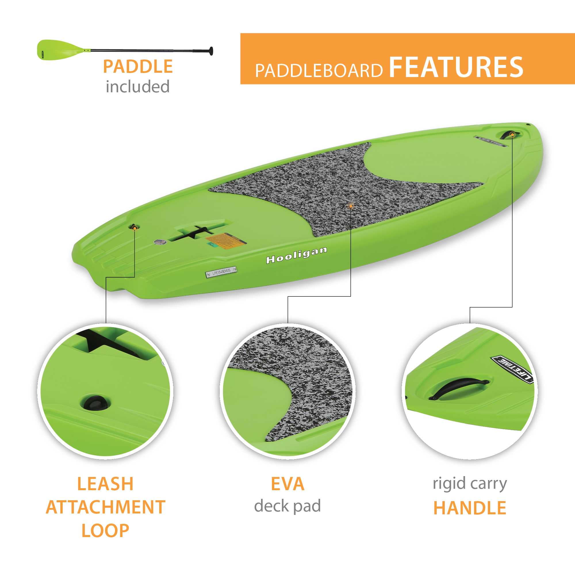 Lifetime Hooligan 8 ft. Youth Stand-up Paddle Board, Lime Green (90699 ...