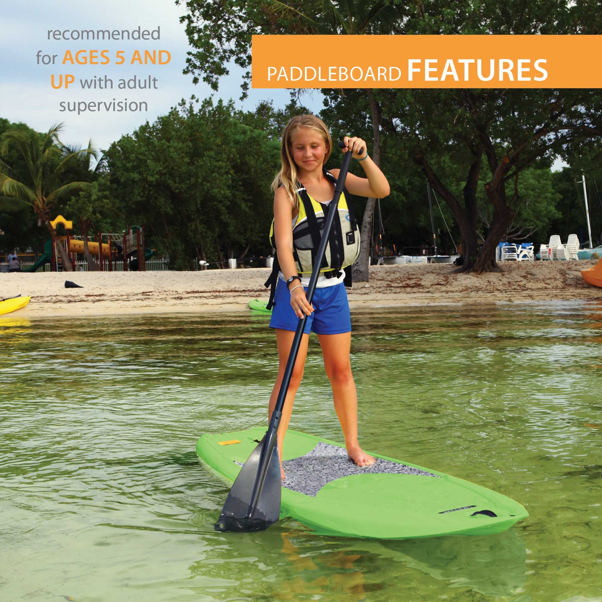 Lifetime Hooligan 8 ft. Youth Stand-up Paddle Board, Lime Green (90699 ...
