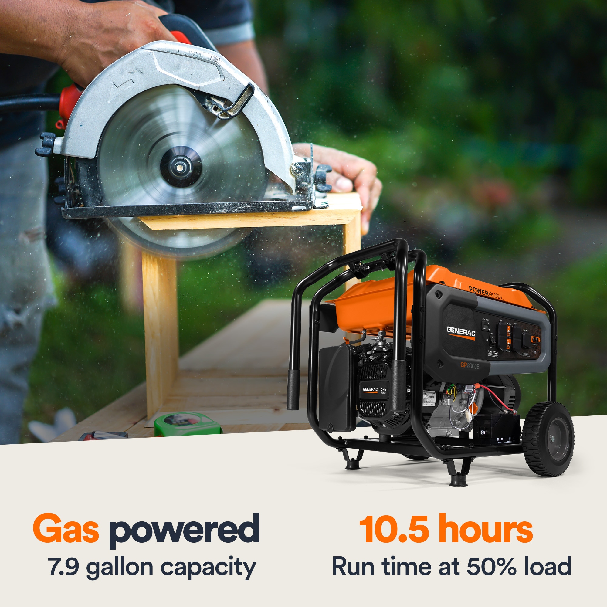 Generac Gas-Powered (49 State) Electric Start w/COsense 10000 / 8000 ...