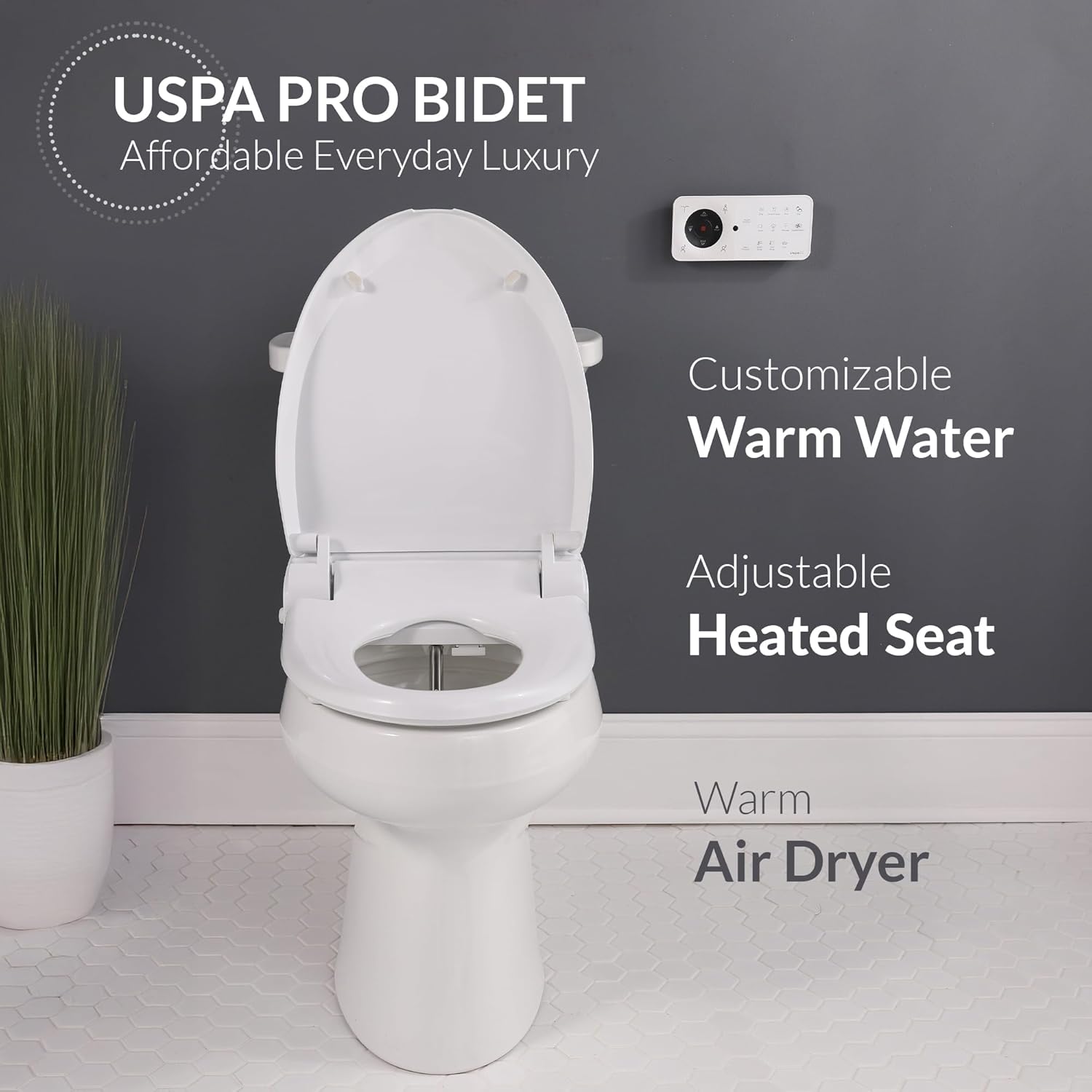 Bio Bidet USPA PRO Modern Bidet Seat, Warm Water, Heated Seat & Dryer ...