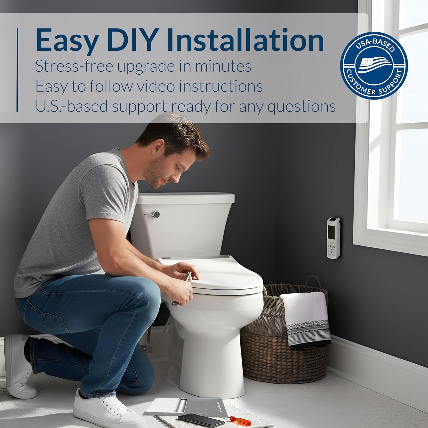 Bio Bidet USPA PRO Modern Bidet Seat, Warm Water, Heated Seat & Dryer ...