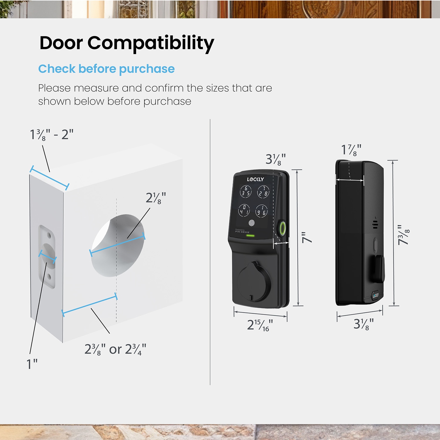 Lockly Secure Plus Deadbolt Bluetooth Smart Locks Matte Black Smart Wi ...