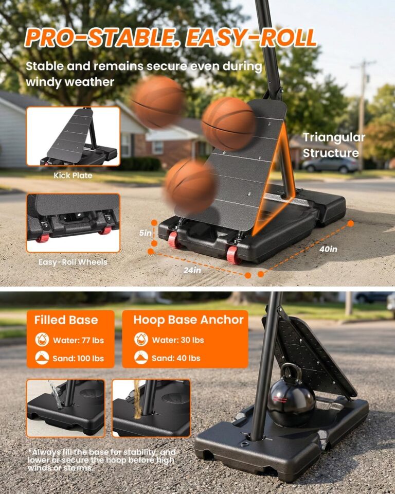 IGL Basketball Hoop Outdoor, Height Adjustable 5.3-10 FT, Portable ...