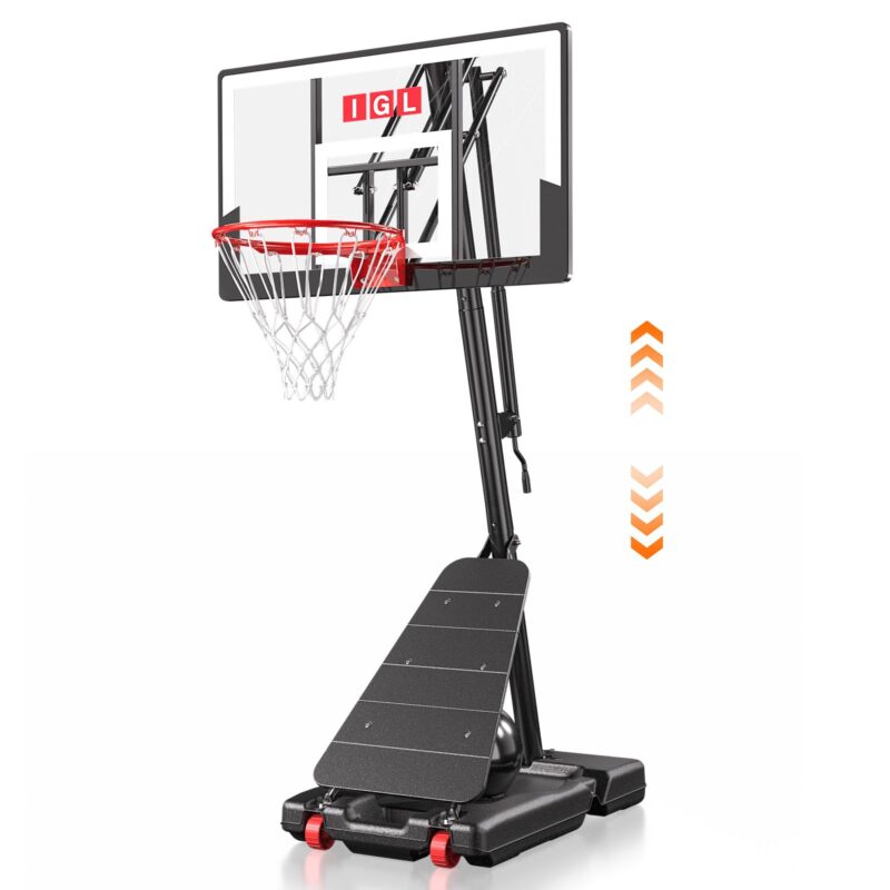 IGL Basketball Hoop Outdoor, Height Adjustable 5.3-10 FT, Portable ...